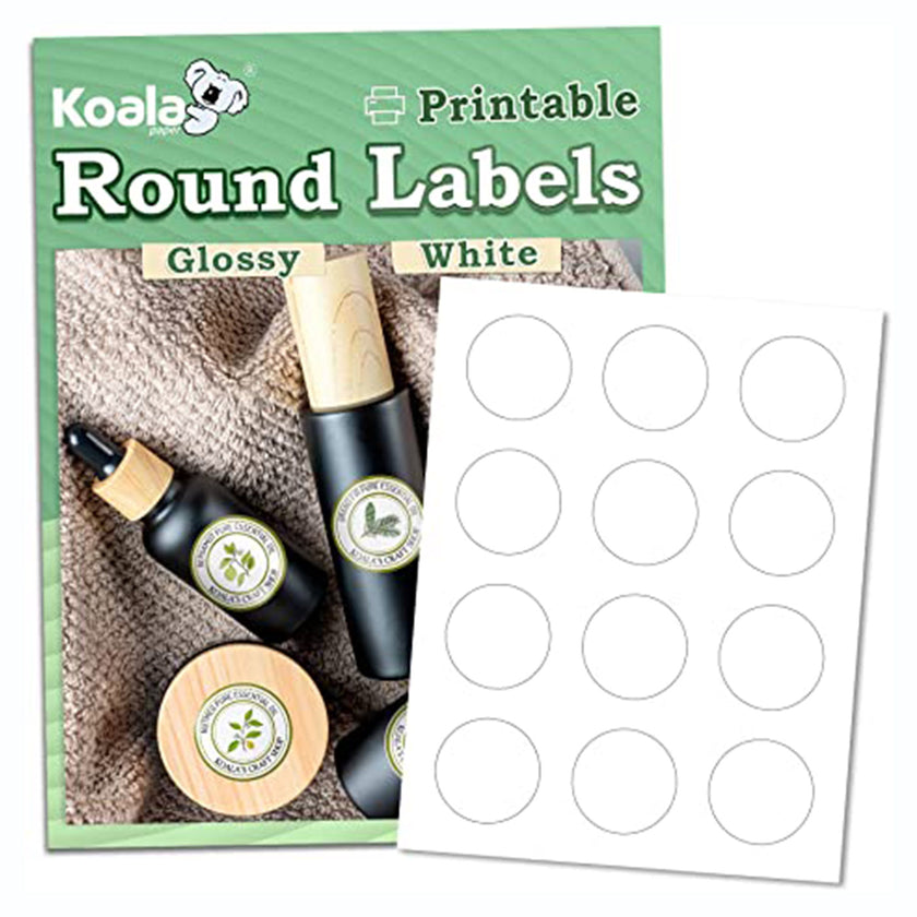 Koala Round Glossy White Printable Circle Labels for Inkjet and Laser ...