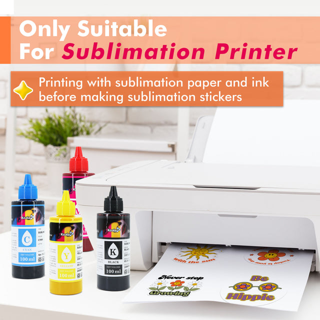 Koala 100% Waterproof Sublimation Sticker Paper 25 Sheets - Matte Whit ...