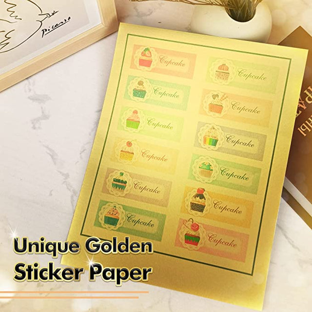 Koala Metallic Gold Sticker Paper - 8.5x11", 20 Sheets, Inkjet & Laser ...
