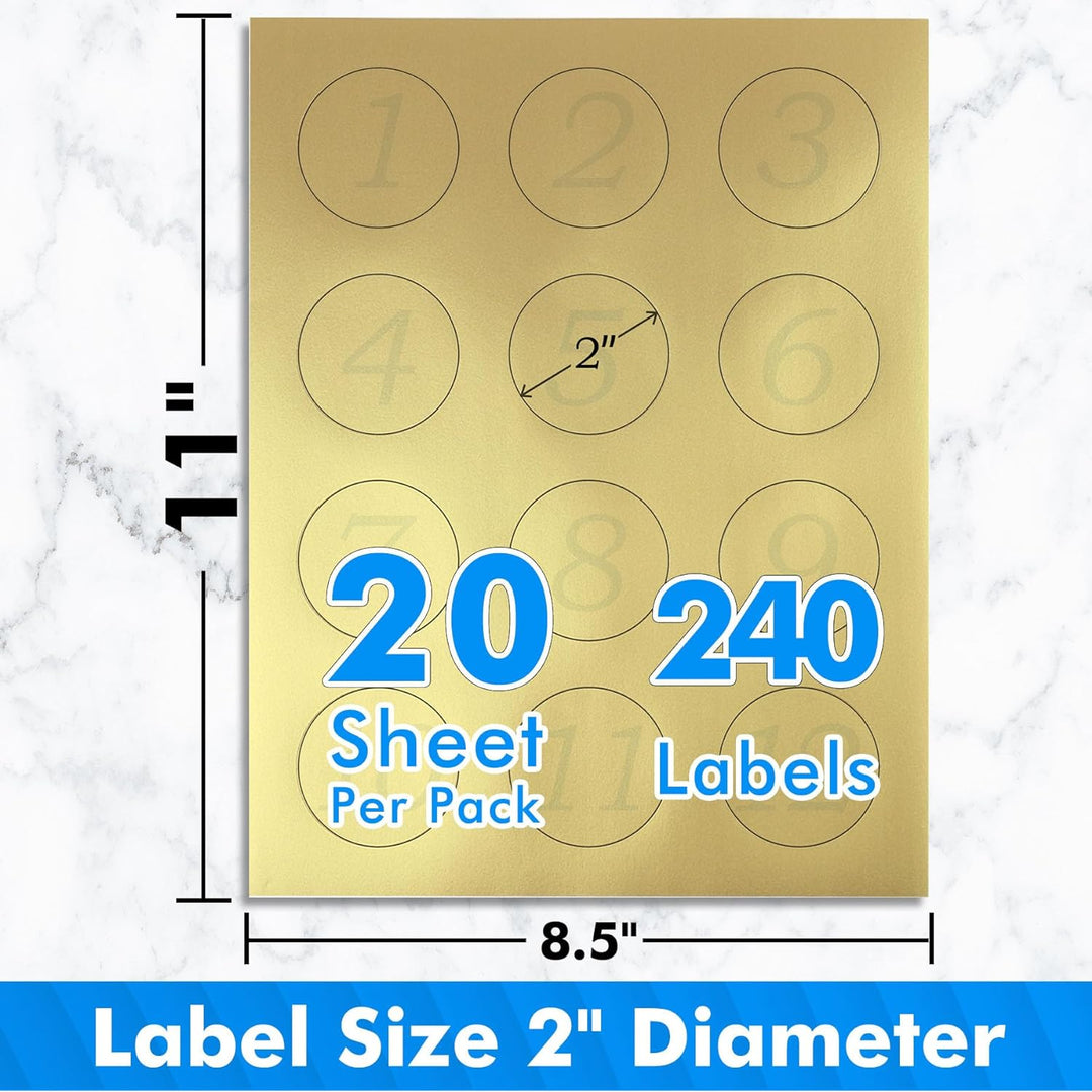 Koala Gold Round Labels Printable Circle Labels for Inkjet and Laser P ...