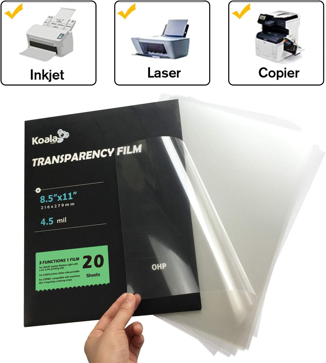 KOALA OHP Film for Inkjet/Laser - 20pk Transparency Sheets – koalagp