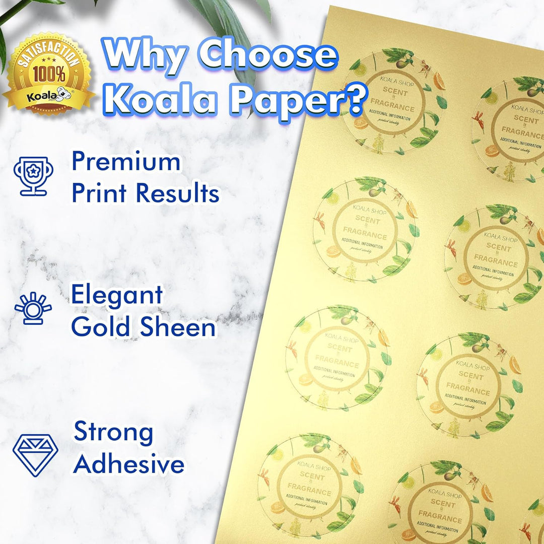 Koala Gold Round Labels Printable Circle Labels for Inkjet and Laser P ...