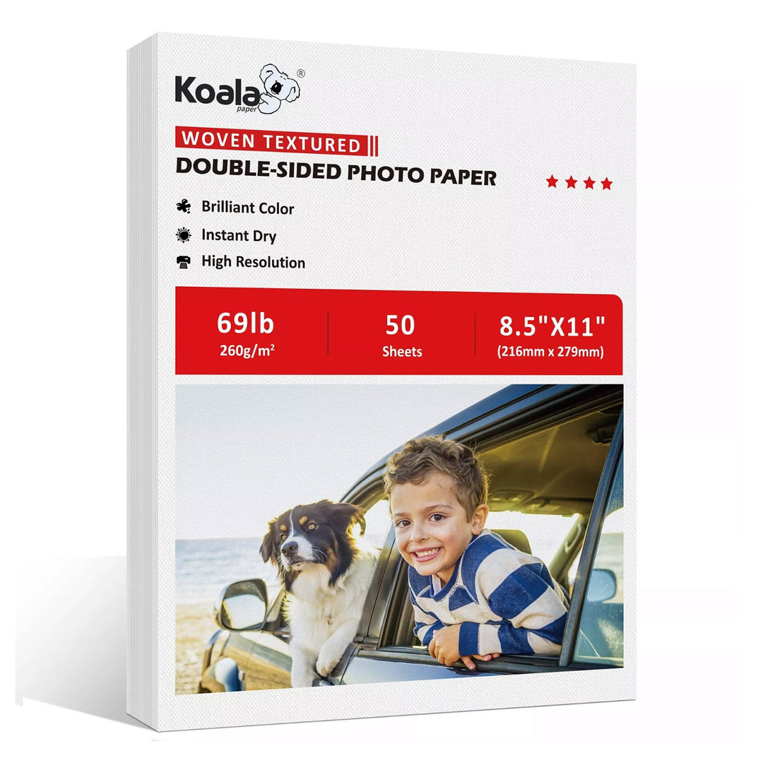 Koala 8.5x11" Woven Textured Double-Sided Photo Paper | 69lb for Inkjet & Laser Printing – koalagp