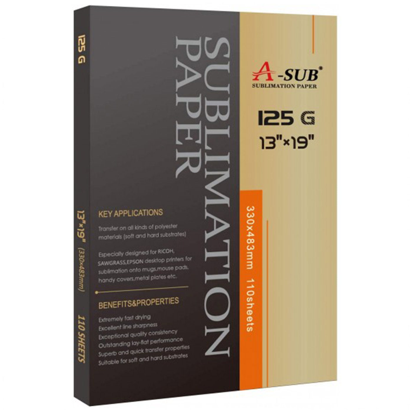 A-SUB Sublimation Paper 125gsm 110 Sheets Used For All Inkjet Printers ...
